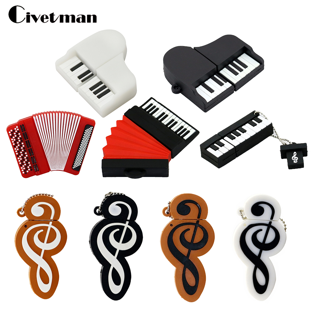 Köp Pen drive tecknat instrument som piano usb-flash-enhet söta noter ...